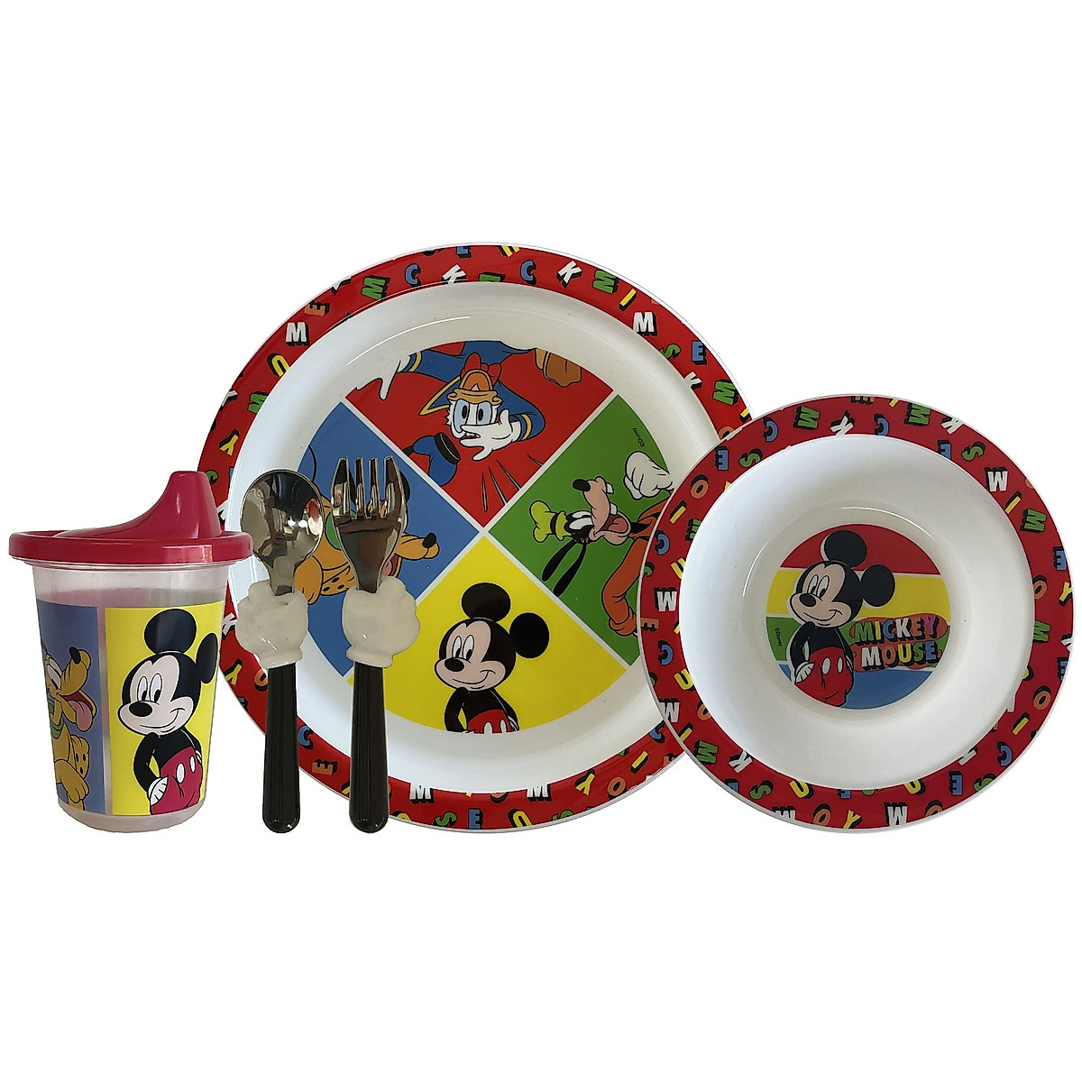 5 Piece Dinnerware Sets featuring Mickey and Minnie Mouse (Mickey)