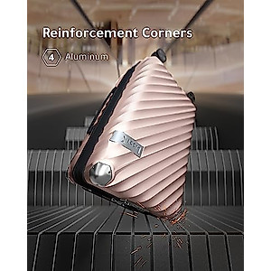 LUGGEX Pink Carry On Luggage 22x14x9 - PC Expandable Hard Shell Suitcase with Spinner Wheels