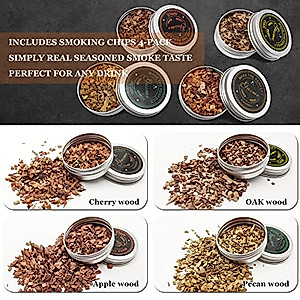 Cocktail Smoker Kit With Torch, Bourbon Smoker Kit Include Four Flavors Wood Chips,Drink Smoker, Whiskey Smoker Gifts For Men, Dad, Husband (Without Butane)