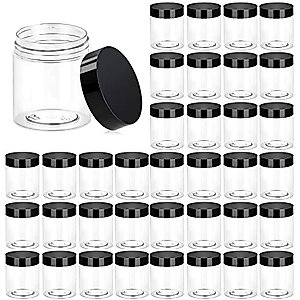36 Pack 3 OZ Plastic Jars Round Clear Cosmetic Container Jars with Lids, Eternal Moment Plastic Slime Jars for Lotion, Cream, Ointments, Makeup, Eye shadow, Rhinestone, Samples, Pot, Travel Storage