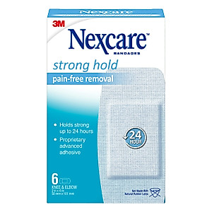 Nexcare Strong Hold Pain Free Removal Bandages For Knee And Elbow, 6 Count