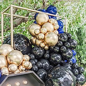 Black Blue Balloon Arch Kit, Black Blue Balloon Garland with Black Blue and Gold Latex Balloons, Black Blue Gold Balloon Arch Garland for Birthday, Baby Shower, Wedding, Anniversary Party Decorations