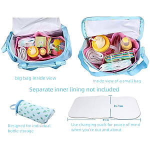 4 pcs Baby Diaper Bag Tote,Mommy Bag for Hospital,Maternity Tote, Waterproof, Multi-Functional, Large Capacity for Mom and Dad (Blue)