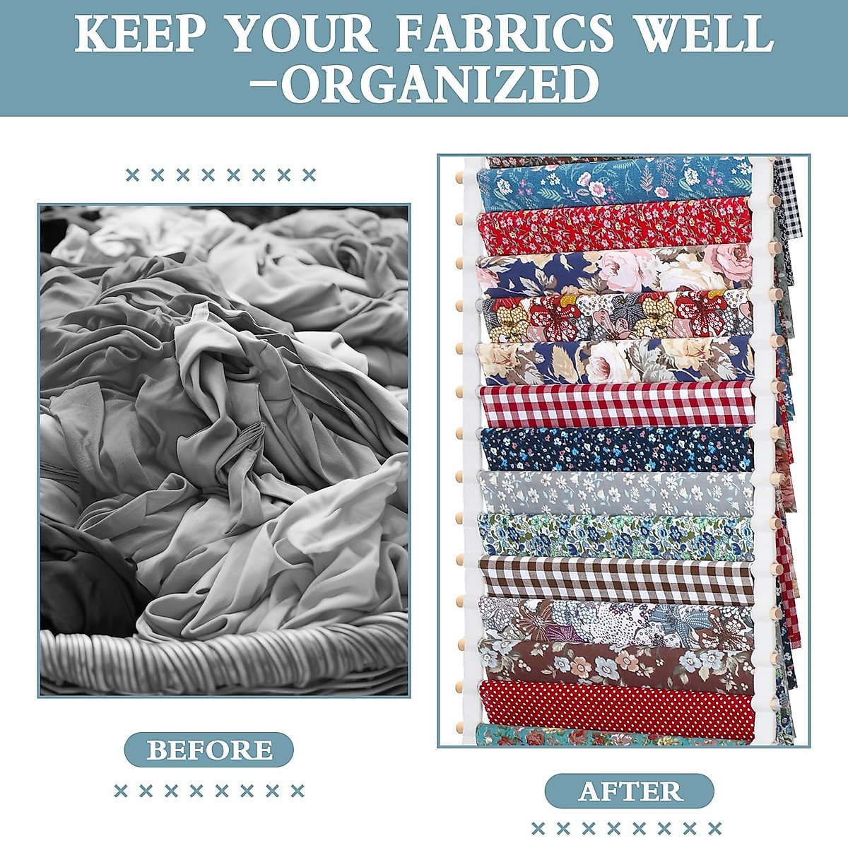 Anglechic Hanging Fabric Storage Organizer Over The Door 20-Shelf Fabric Organizer Wall Mount Fabric Display Sewing Quilting Fabric Collection with 4 Hooks for Folding and Storing Fabric (Large)