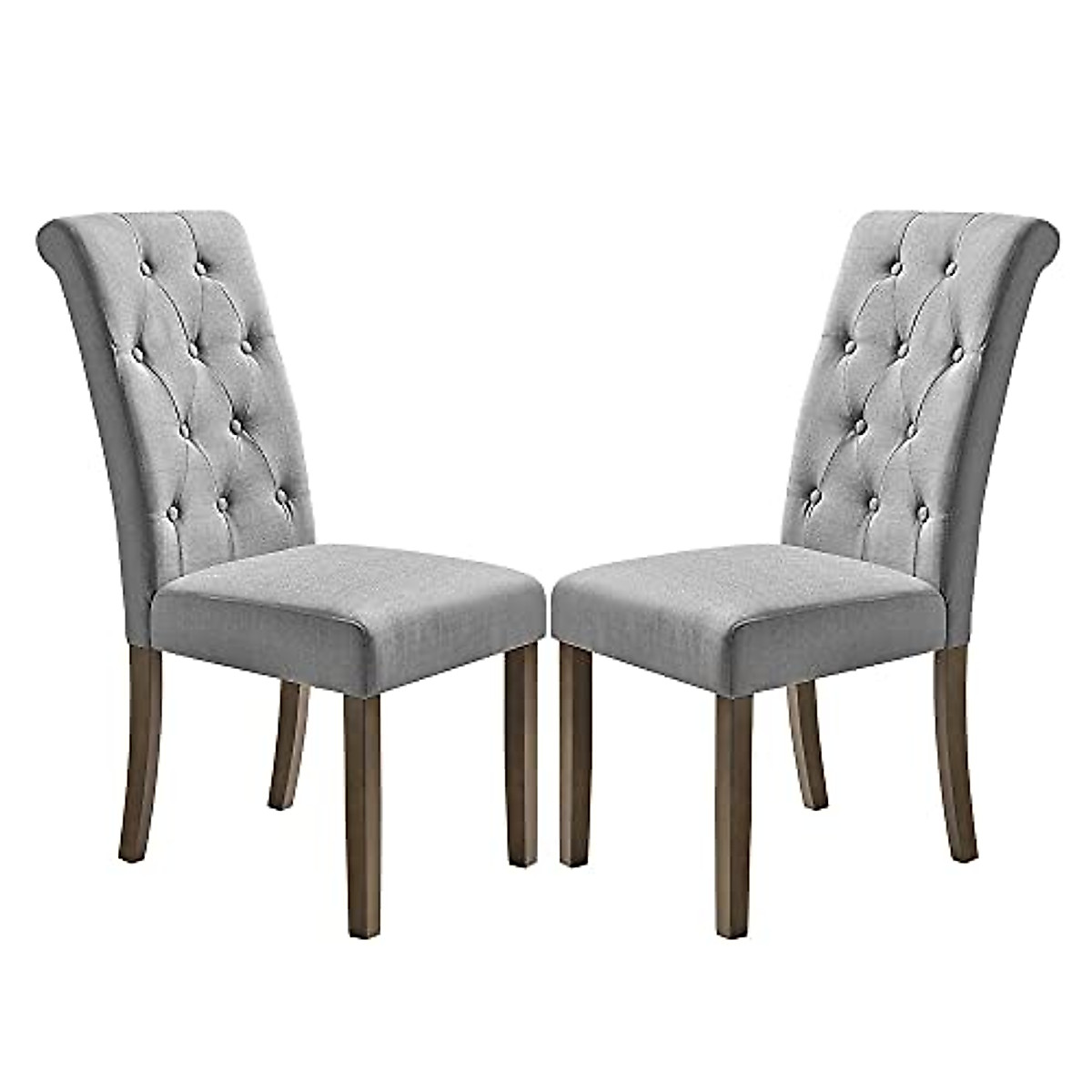 Vintage Leisure Chairs，Aristocratic Style Dining Chair Noble and Elegant Solid Wood Tufted Dining Chair Dining Room Set (Set of 2) (Gray)