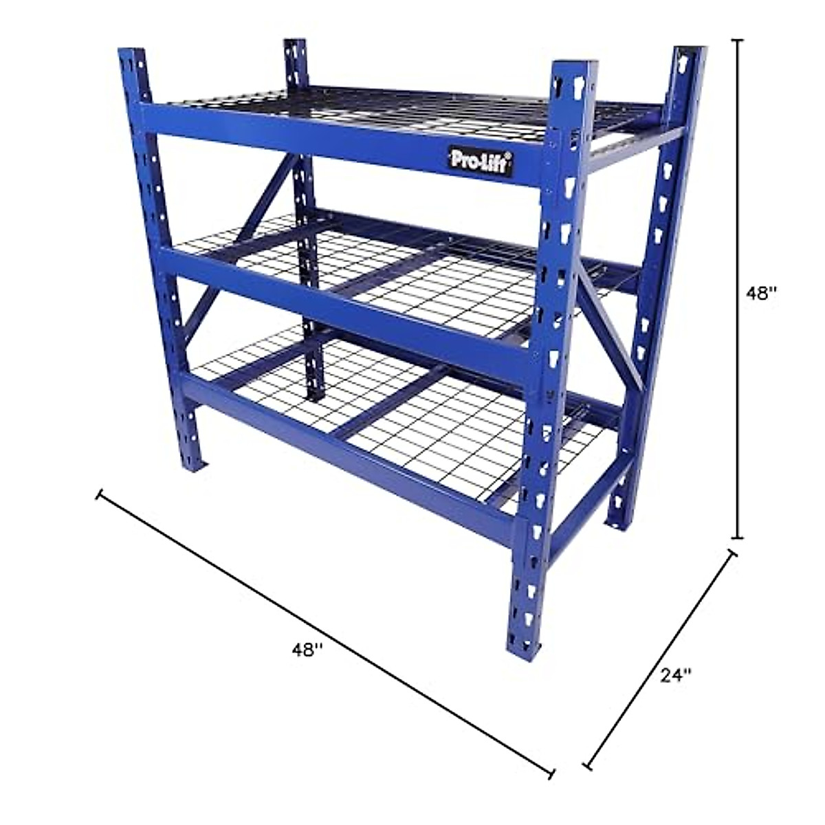 Pro-LifT Garage Storage Shelves - Heavy Duty 3-Tier Adjustable Metal Wire Shelving Units with 3000 lbs Total Capacity for Garage Basement Racking Organization - 48" H X 48" W X 24" D
