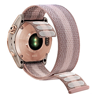 Abanen Hook and Loop Quick Dry 20mm Watch Band for Fenix 7S / Fenix 6S / Fenix 5S / Instinct 2S, Woven Nylon Ultralight Sport Wristband Strap for Garmin epix Pro 42mm (Pink)