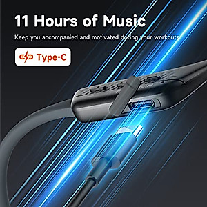 truefree Sports Earphones F1 Open-Ear Bluetooth Headphones with ENC Noise-Cancellation Mic Air Conduction Wireless Headset for Workouts and Running, 11 Hours of Music, with Headband (Black & Grey)
