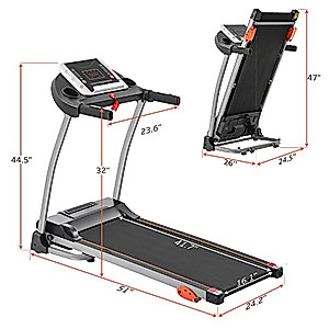 Merax Foldable Electric Treadmill 2.5HP Motorized Running Machine with 12 Perset Programs 300LBS Weight Capacity Walking Jogging Treadmill for Office Home Gym Workout with Incline