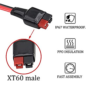 HCFeng 14AWG Double-Ended 45A an-der-Son Solar Charge Extension Cable 45A Battery Adapter Compatible with GZ/Yeti/G500 /Renogy/Boulder 200 Solar Panels Generator Power Inverter [3.3ft/1M]
