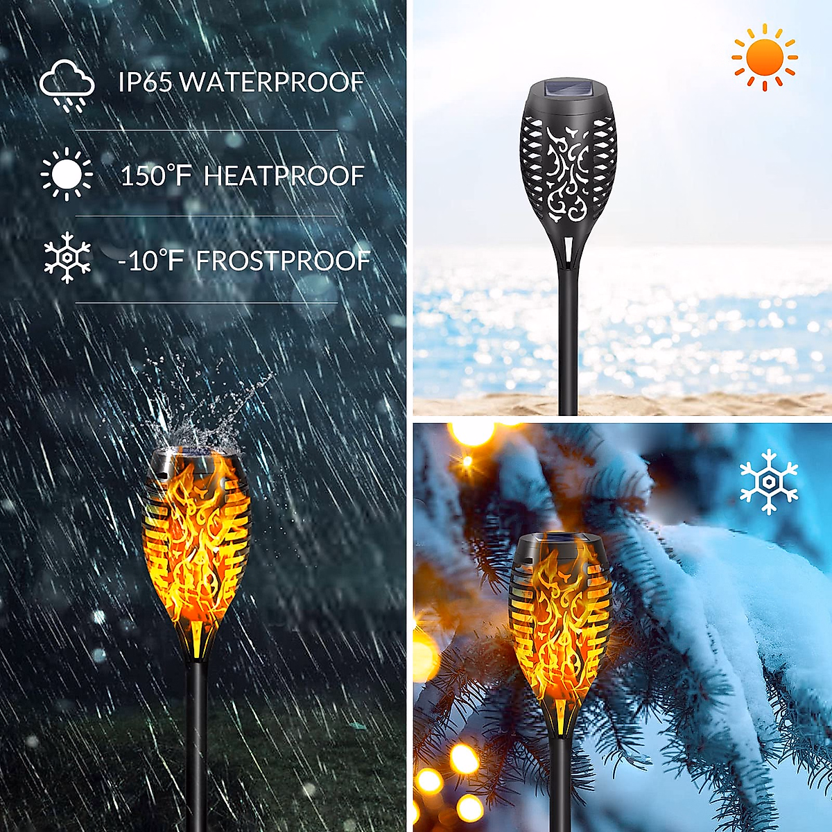 Walensee Solar Torch Lights with Flickering Flame, 8 Pack, 12 LED Tiki Mini Torch, Waterproof Solar Lights Outdoor, Landscape Decoration Lighting Dusk to Dawn Auto On/Off for Garden Patio Yard