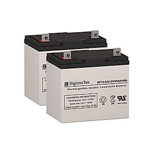 Golden Technology Avenger 4 Wheel Scooter Battery Replacement Set by SigmasTek - 2X 12V 55AH Batteries