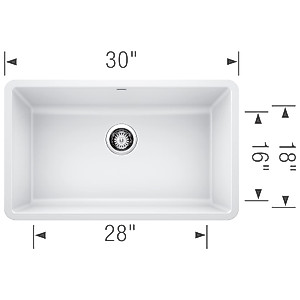 BETTAA HOME Blanco 442533 Precis Single Bowl-White 30" Kitchen Sink
