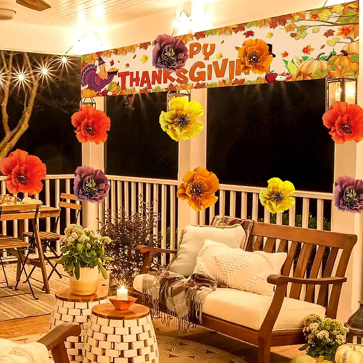 Fall Birthday Party Decorations/Thanksgving Decorations/Maroon Orange Yellow Fall Bridal Shower Decorations Burgundy Orange Crepe Paper Flowers Burgundy Fall Engagement Party