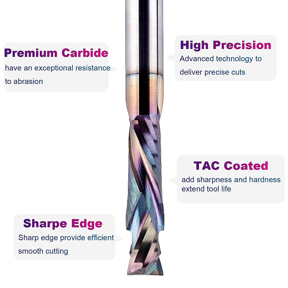 SpeTool Compression Router Bit 1/4 Inch Shank 1 Inch Cutting Length with Coated Carbide Spiarl Up Down CNC Router Bit for Woodworking Tool