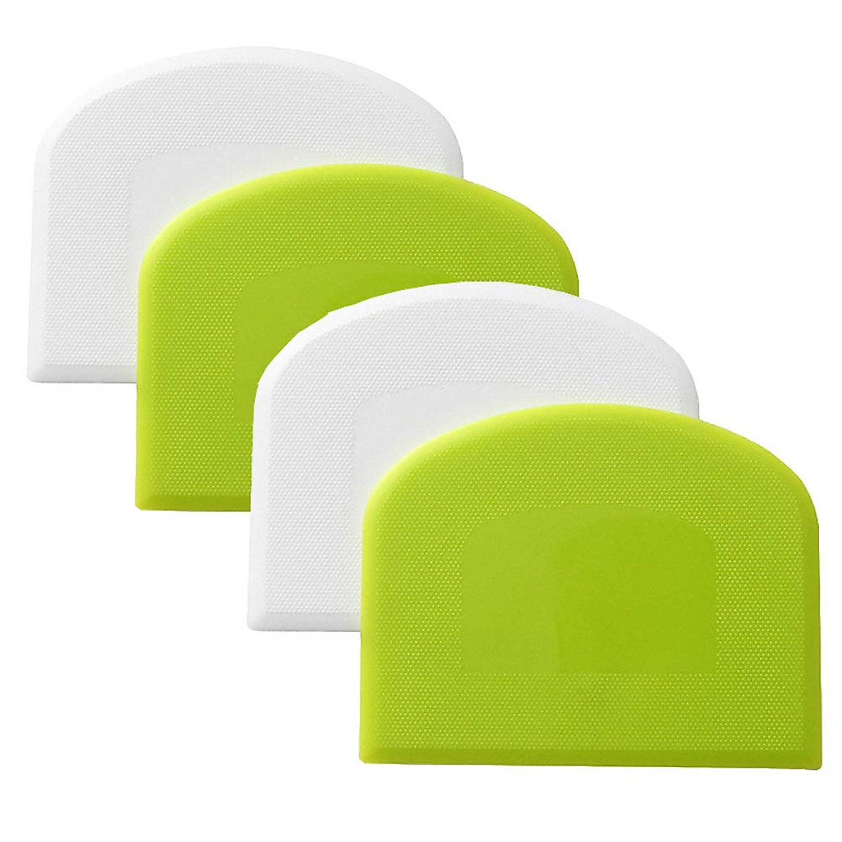 nescope Dough Scraper Bowl Scraper Food safe Plastic Dough Cutter Flexible Plastic Scraper Practical Bench Scraper Multipurpose Food Scrappers for Bread Dough Cake Fondant Icing(4PCS)