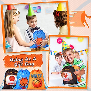 36 Pcs Basketball Party Favor Sports Drawstring Present Bags Basketball Goodie Bags Backpack Small Ball Gift Bags Gym String Bags for Kids Boys Girls Birthday Travel Storage Team Workout Gym 12 Styles