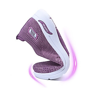 Fenlogft Women's Lightweight Slip-On Walking Shoes - Breathable Athletic Tennis Sneakers with Soft Knitted Fabric for Casual Gym Running Activities of All Ages (S-1 Grey, Numeric_8)