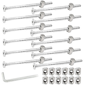 Biaungdo 12 Pcs M6 x 100mm Bunk Bed Bolts, Hex Drive Socket Furniture Barrel Screws Bolt Nuts Furniture Crib Baby Bed Bolt with Wrench(White)