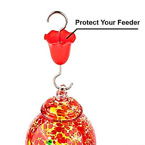 WOSIBO 8 Pack Ant Moat Guard for Hummingbird Feeders, Metal Hummingbird Feeders Accessory Hooks 4 Pack with 4 Clean Brushes Red