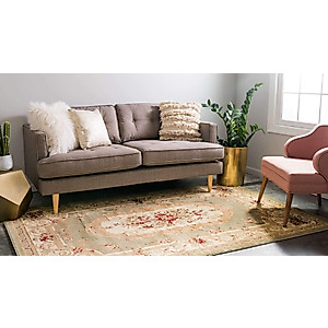 Unique Loom Versailles Collection Traditional Classic Floral Motif Area Rug (5' 0 x 8' 0 Rectangular, Green/ Ivory)