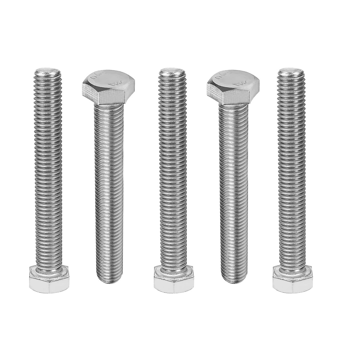 Heyiarbeit M12 Hex Bolt M12-1.75 x 90mm UNC Hex Head Screw Bolts 304 Stainless Steel Fully Threaded Hex Tap Bolts 5pcs