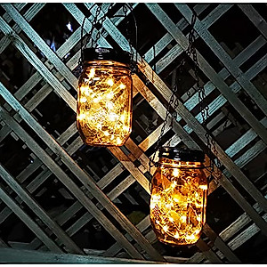 Outdoor Solar Lanterns,Hanging Lights Outdoor,Garden Decorations Patio Decorations Solar Powered Waterproof 30 LED Glass Jar Lights for Party, Courtyard, Patio,Tabletop Decorations （2Pack)