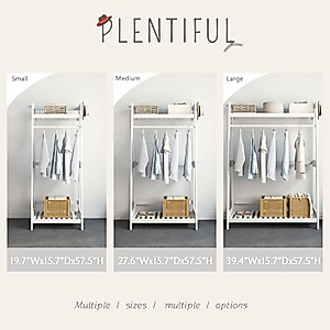 IOTXY Open Wood Garment Rack - White Solid Wood Freestanding Clothing Rack with Storage Shelves and Rod for Hanging Clothes, Large Wide Open Shelving Wardrobe and Closet Organizer for Bedroom, 39.4"W