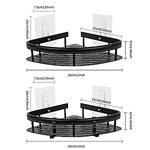 Shower Caddy, Shower Shelves-2 Pack, Adhesive Shower Organizer No Drilling, Large Capacity, Traceless Space Aluminum Adhesive Shower Bathroom Organizer, Shower Shelf for Inside Shower(Matte Black)