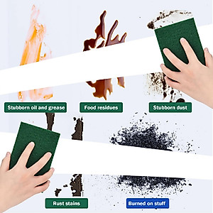 YoleShy 40 PCS Scouring Pad, Dish Scrubber Scouring Pads,4.5 x 6 inch Green Reusable Household Scrub Pads for Dishes, Kitchen Scrubbers & Metal Grills