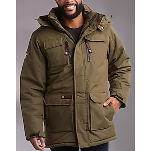 CANADA WEATHER GEAR Men's Winter Coat - Heavyweight Teflon Canvas Cargo Parka Jacket (M-XXL), Size X-Large, Olive Green