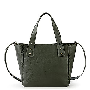 The Sak Liv Satchel in Leather, Large Purse with Removable, Convertible Straps, Moss