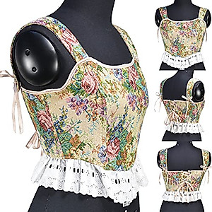 JDHUFEI Halloween Costume for Women Fashion Vintage Gothic Corsets Boho Printed Sexy Renaissance Corsets Steampunk Tunic Tops