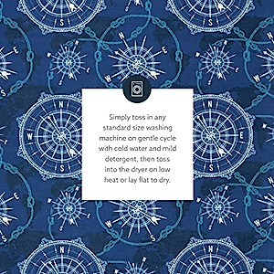 Linon Home Decor Products The Anywhere Washable Rug Velmer Blue & Ivory 3' X 5' Accent Rug