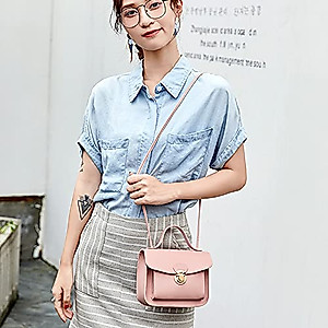 PKSANIT Womens Lightweight Crossbody Bag Shoulder Bag, Double Pocket Lock Square Bag Shoulder bag (White)