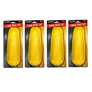 Corn on The Cob Tray Sets 9.5”L x 3”W x 1.3”H 4/Set, Yellow