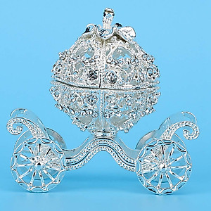 Rhinestone Crystal Pumpkin Carriage Trinket Box, Jewelry Box Gift Collectible Figurine Decorative Jewelry Display Holder Organizer