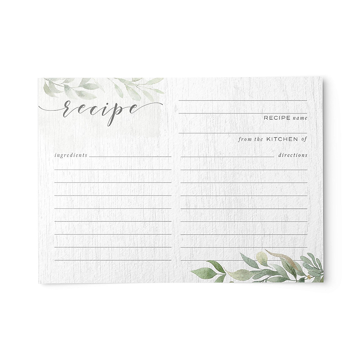 Farmhouse Greenery Recipe Cards from Dashleigh, 48 Cards, 4x6 inches, Sage Green and White, Water-Resistant and Double-Sided (Farmhouse Recipe Cards)
