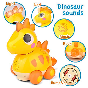 Baby Musical Toys 6 to 12 Months Touch & Go, Dinosaur Crawling Toys for 1 Year Old Boys Girls, Infants Learning Toys 12-18 Months, Gifts for 3 6 7 8 9 10 12 M+, Toddler Educational Gifts Toys Age 1-2