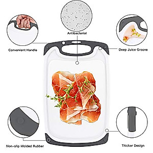 Cutting Boards for Kitchen, Plastic Chopping Board Set of 4 with Non-Slip Feet and Deep Drip Juice Groove, Easy Grip Handle, Dishwasher Safe, BPA Free, Non-porous