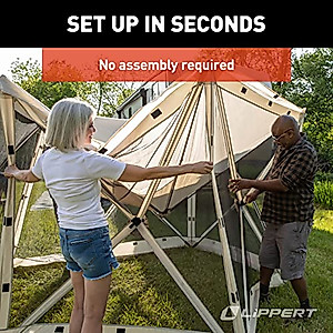 Lippert Picnic Popup Gazebo Tent for Camping, Patios and Easy Outdoor Shelter - 12' x 12', Brown