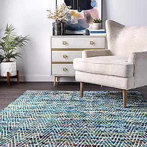 nuLOOM Rochell Hand Woven Chevron Area Rug, 3x5, Green