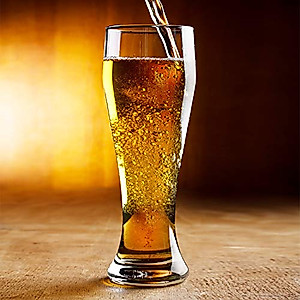 USA Made Nucleated Pilsner Glasses- Etched Beer Glass for Better Head Retention, Aroma and Flavor - 16 oz Craft Beer Glasses for Beer Drinking Bliss - 4 Pack