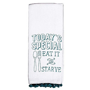 fillURbasket Cute Kitchen Towels Set Decorative Spring Dish Towels with Sayings Themed Inspirational Grateful Gray Teal Towels Kitchen Gift Set 16x28 100% Cotton
