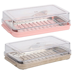 plplaaoo Stainless Steel Butter Storage Box, Butter Cutter Container, Cheese Storage Box with Transparent Cover, Butter Cutter Container, Kitchen Supplies for Home Kitchen(Wheat), Butter Slicer cu