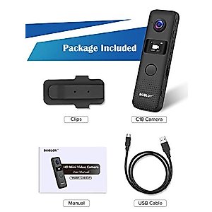 BOBLOV C18 WiFi Small Body Camera, 32GB Outdoor Mini Camera, 1296P Mini Body Worn Camera with OLED Screen, 3.5 Hours 1080P Recording Support WiFi, One Big Button for Recording (Built-in 32G)