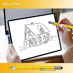 Multitool Pen - Multi-tool DIY Tool, Unique Gadget With Screwdriver Pen, Touchscreen Stylus,Ruler,Bubble Level,Stocking Stuffers Gifts for Carpenter,Dad, Valetentine's Day, Father' Day, Boyfriends