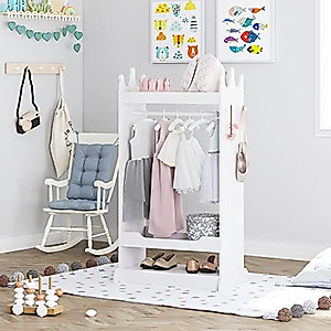 UTEX Kid’s See and Store Dress-up Center, Costume Closet for Kids, Open Hanging Armoire Closet,Pretend Storage Closet for Kids,Costume Storage Dresser (White)