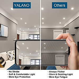 YALANO 12 Pack Ultra-Thin Recessed Lighting LED 6 Inch, Ceiling Light with Junction Box, 4000K Cool White, 12W (110W Equivalent), 5-100% Dimmable Recessed Lights Fixtures,1100LM High Brightness - ETL