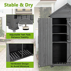 CIPACHO Outdoor Storage Cabinet, Garden Wood Tool Shed, Outside Wooden Closet with Shelves and Latch for Yard, Patio, Deck and Lawn,39.56" L x 22.04" W x 68.89" H (Gray)